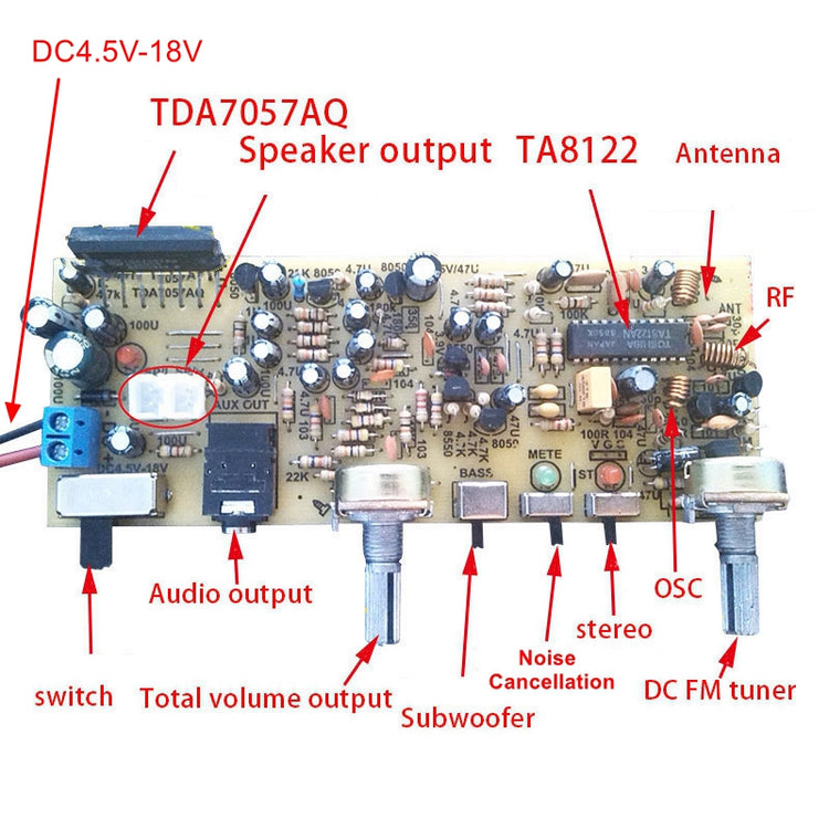 IWISTAO 2X8W FM Radio Finished Board Display TA8122AN Amp TDA7057AQ ...